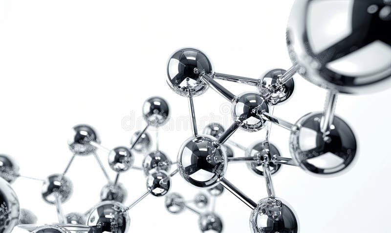 Abstract Silver Molecular Structure Against a White Background Stock ...