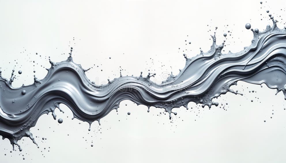 Abstract Silver Paint Explosion Design Banner. Liquid Silver Paint ...