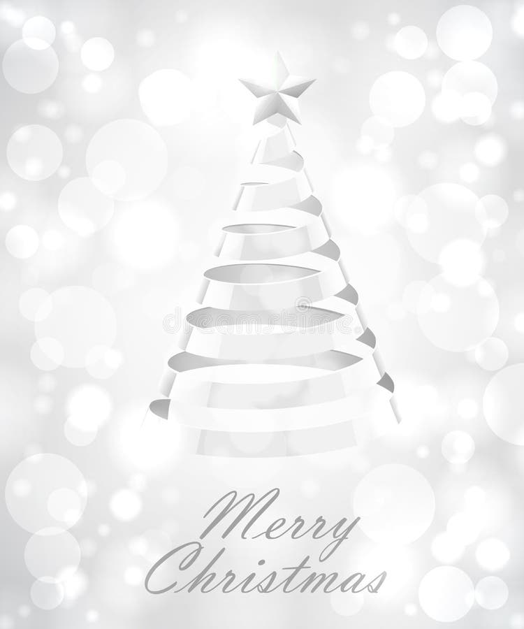 Abstract Silver Ribbon Christmas Tree on White Background Stock Vector ...