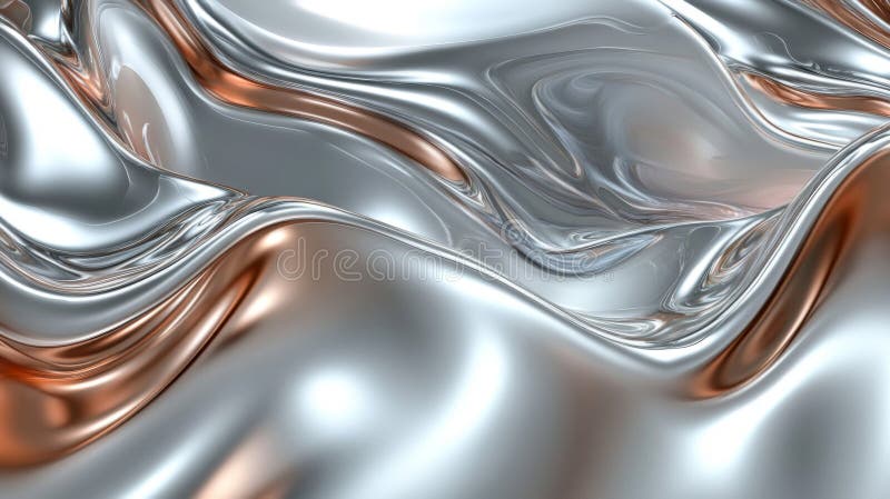 Abstract Silver and Rose Gold Metallic Waves Background Stock ...