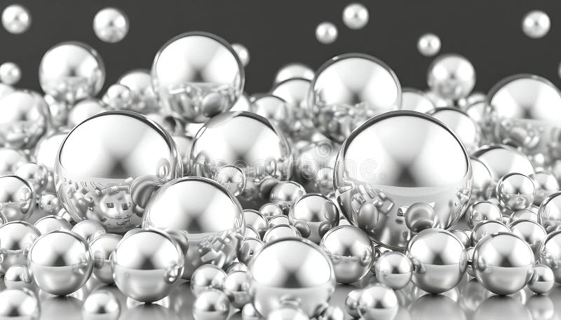 Abstract Silver Spheres, Modern Design and Metallic 3D Render, Stock ...