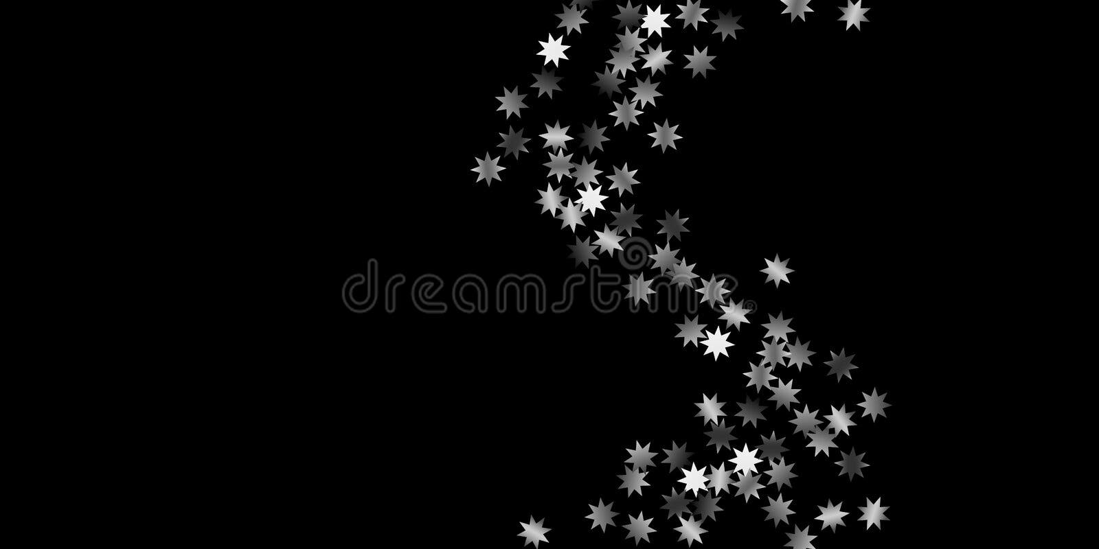Silver Star Of Confetti Falling Stars On A White Background Stock