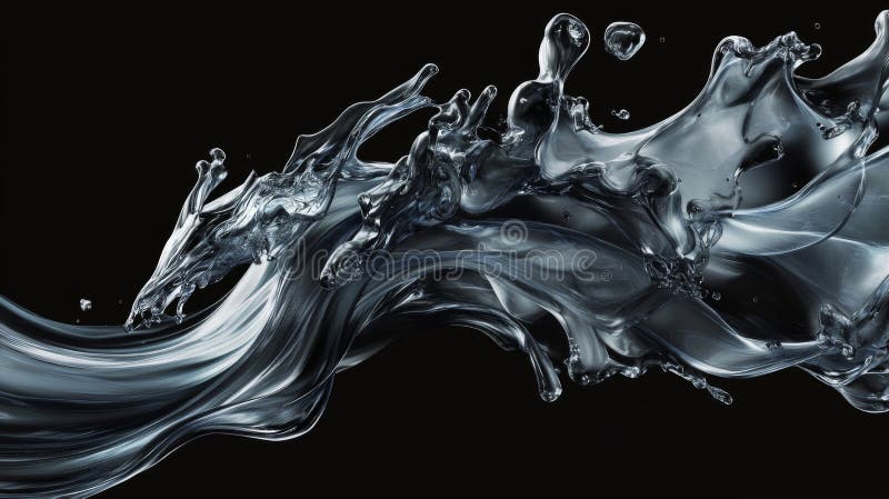 Abstract Silver Water Splash on Dark Background Stock Illustration ...