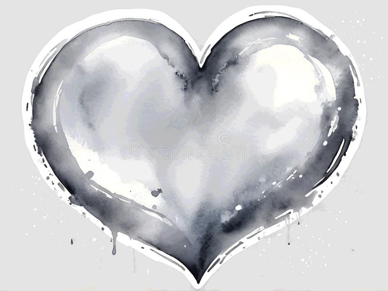 Abstract a Silver Watercolor Texture Paint Stain Heart Stock ...