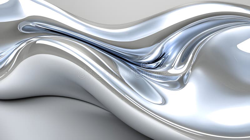 Abstract Silver Wave Design with Fluid Shapes Stock Illustration ...
