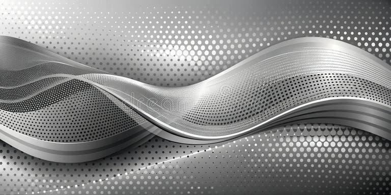 Abstract Silver Wave Design with Halftone Pattern and Gradient Shading ...