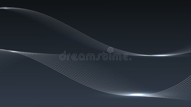 Abstract Silver Wave Lines Elements with Glowing Light on Blue ...