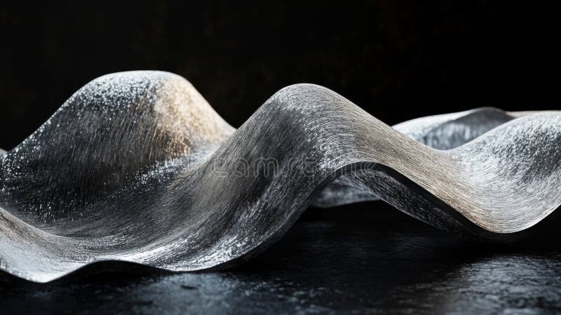 Abstract Silver Wave Particle Flow on Dark Background Stock ...