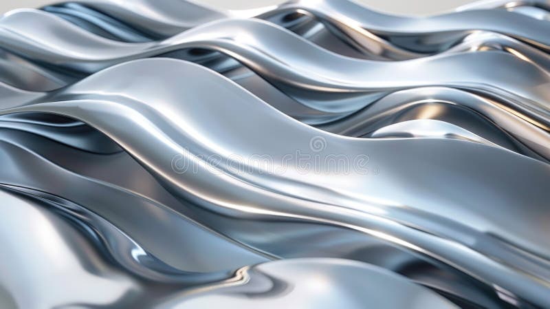 Abstract Silver Waves Background. Metallic Texture with Fluid Curves ...