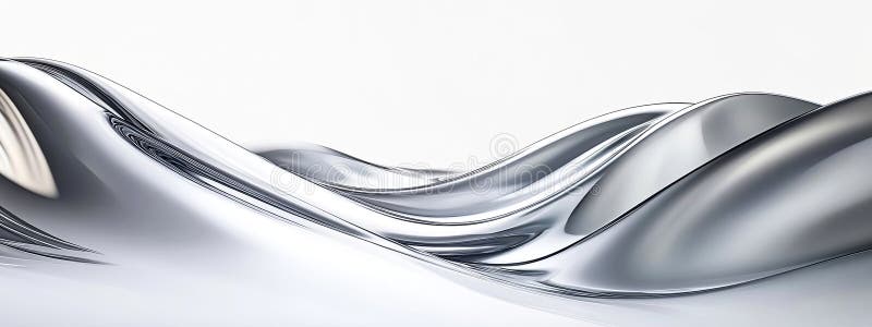 Abstract Silver Waves Create a Smooth Flowing Texture, Reflecting Light ...