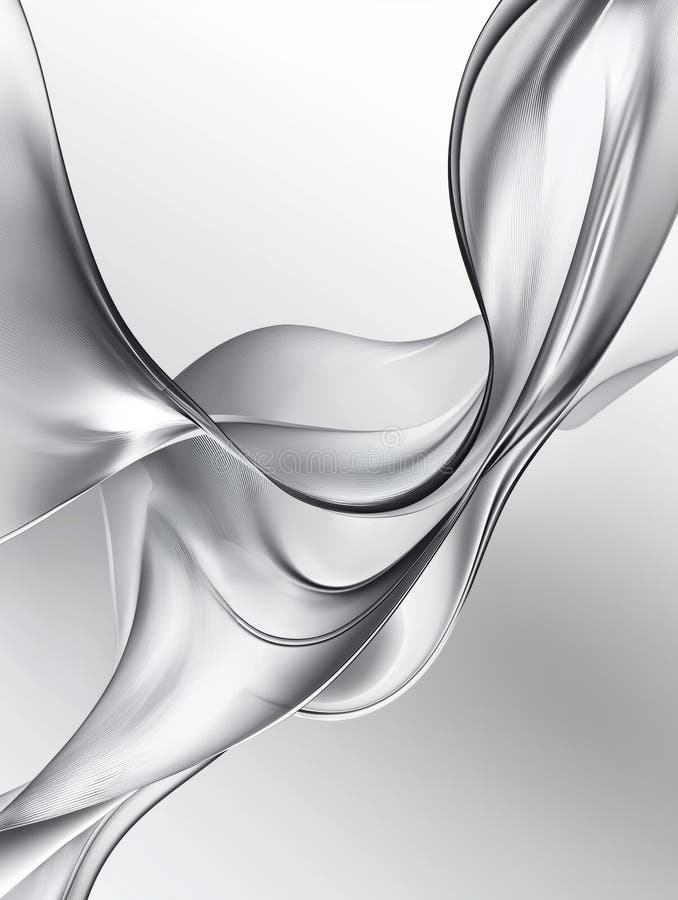 Abstract Silver Waves Flowing on Gradient Background Stock Illustration ...