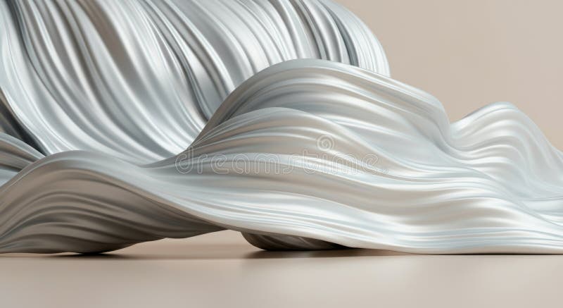 Abstract Silver Waves Flowing on a Smooth Surface in a Minimalist ...