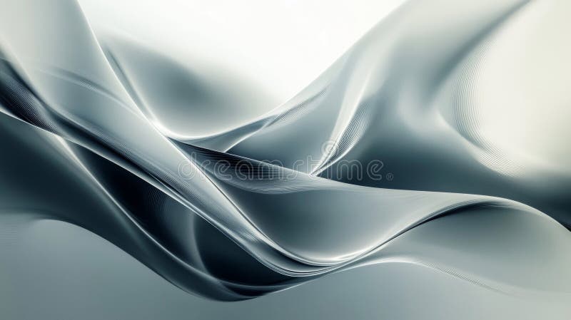 Abstract Silver Waves Flowing through a White Background Stock ...