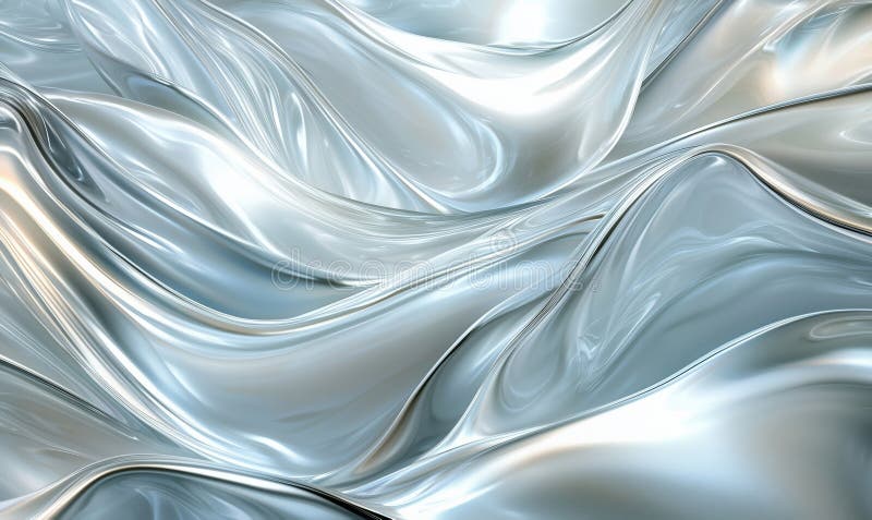 Abstract Silver Waves with Glossy Texture and Fluid Motion in Modern ...