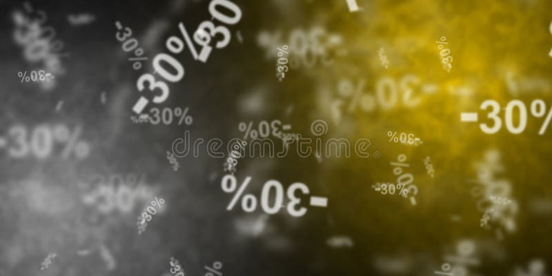 Abstract Silver and Yellow Background with Flying -30 Discount Symbols ...