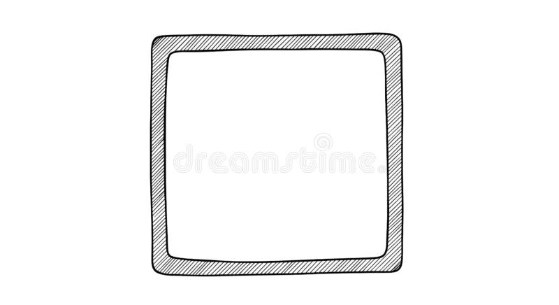 Hand Drawn Square Frame Illustration with Hatching, Artistic Border ...