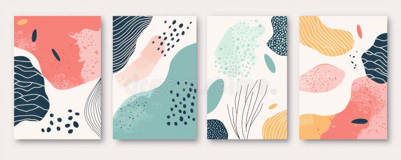 Abstract Simple Blank Cards with Rounded Corners Featuring Pastel ...