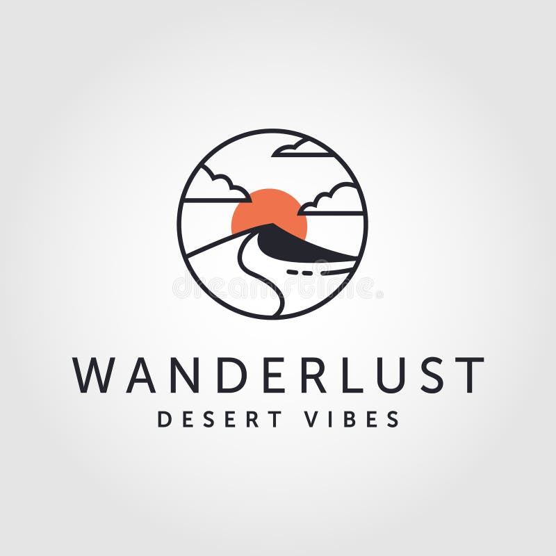 Abstract Simple Desert Logo with Line Art Style on White Background ...
