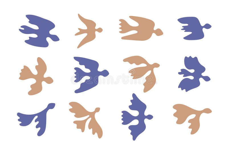 Abstract Simple Dove of Peace Shapes. Minimalistic Modern Vector ...