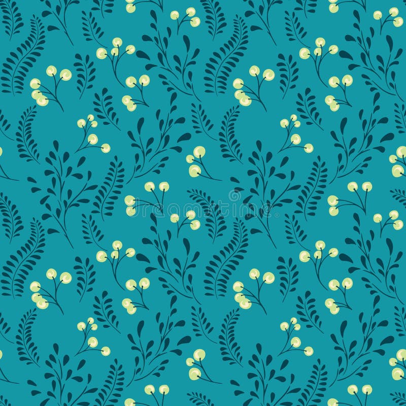 Abstract, Simple, Minimalistic Seamless Pattern with Branches Berries ...