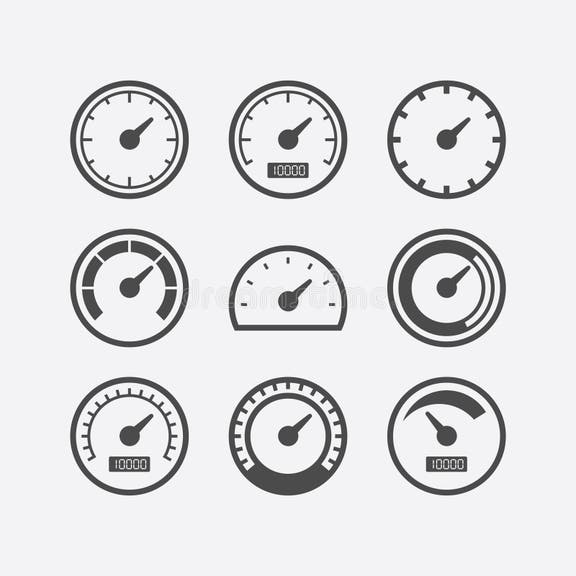 Speedometer icon set stock illustration. Illustration of arrow - 78943409