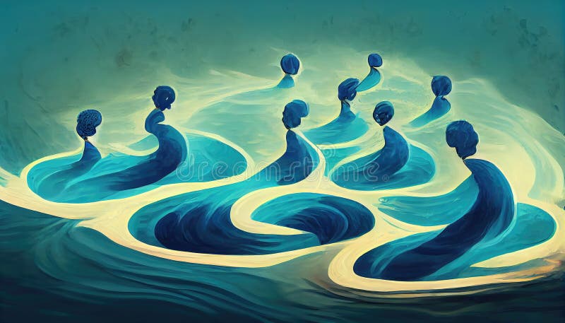 Abstract Simple Sync Swimming Poster Illustration, Ai Generated Image ...