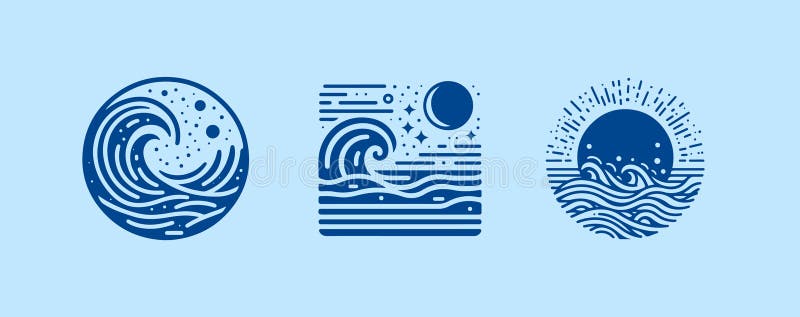 Abstract Simple Wave Icon Set Stock Vector - Illustration of symbolic ...