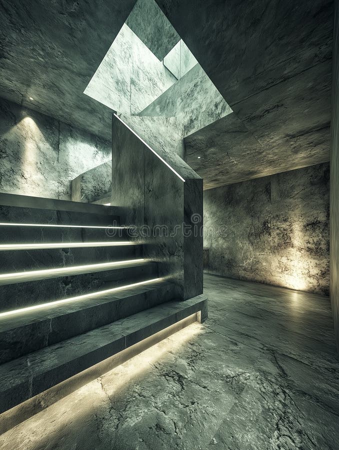 Abstract Simplistic Architecture Design with Stairs Stock Illustration ...