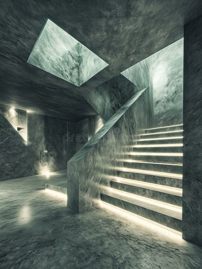Abstract Simplistic Architecture Design with Stairs Stock Illustration ...