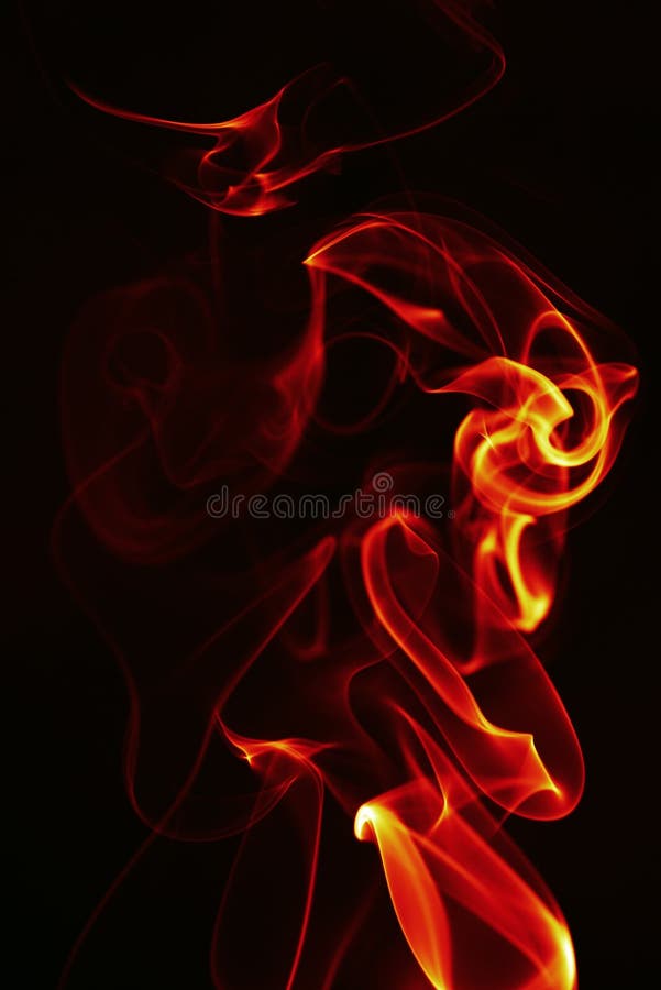 Abstract Single Fire Flame on Black Background Stock Image - Image of ...
