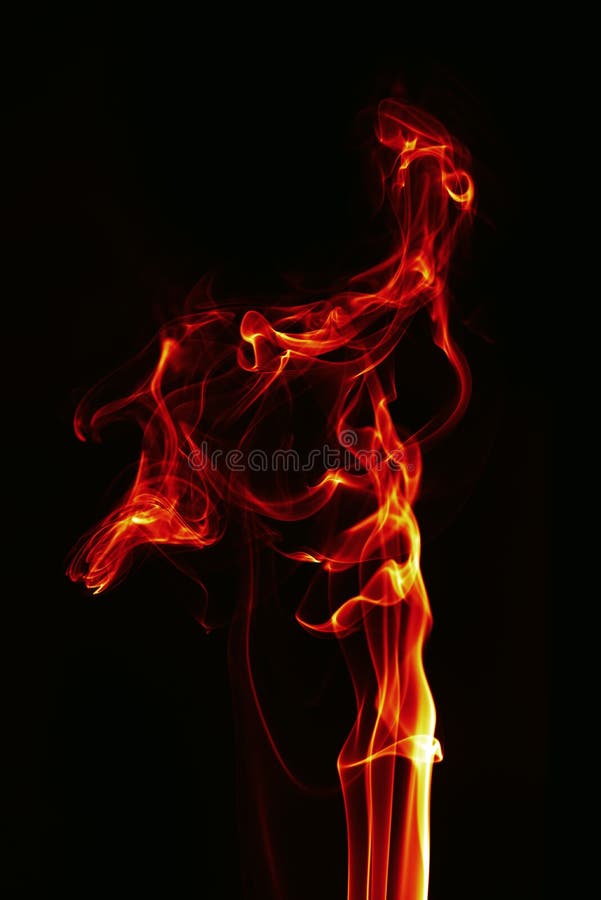 Abstract Single Fire Flame on Black Background Stock Image - Image of ...