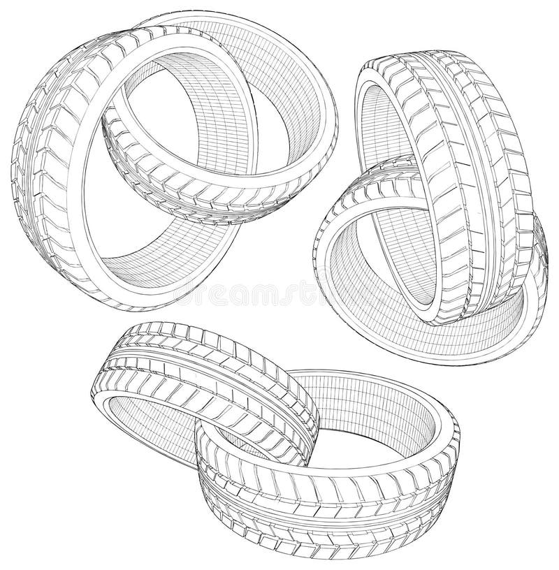 Abstract Six Car Wheel Tire in Chain Vector 13 Stock Vector ...