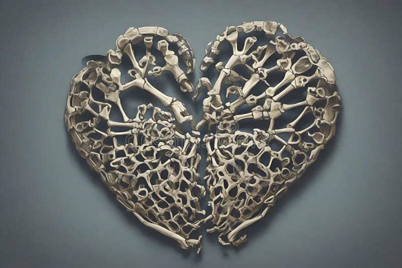 Abstract Skeleton Bone Heart Shape Sign Illustrations Stock ...