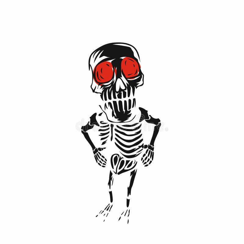 Abstract Skeleton with Red Eyes Vector Illustration Stock Vector ...