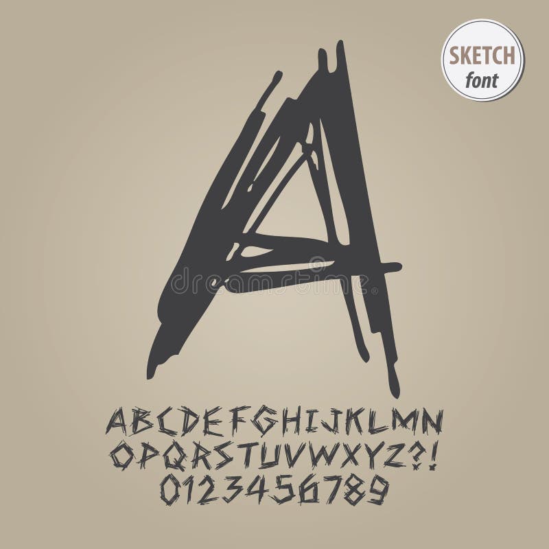 Abstract Sketch Alphabet and Digit Vector Stock Vector - Illustration ...