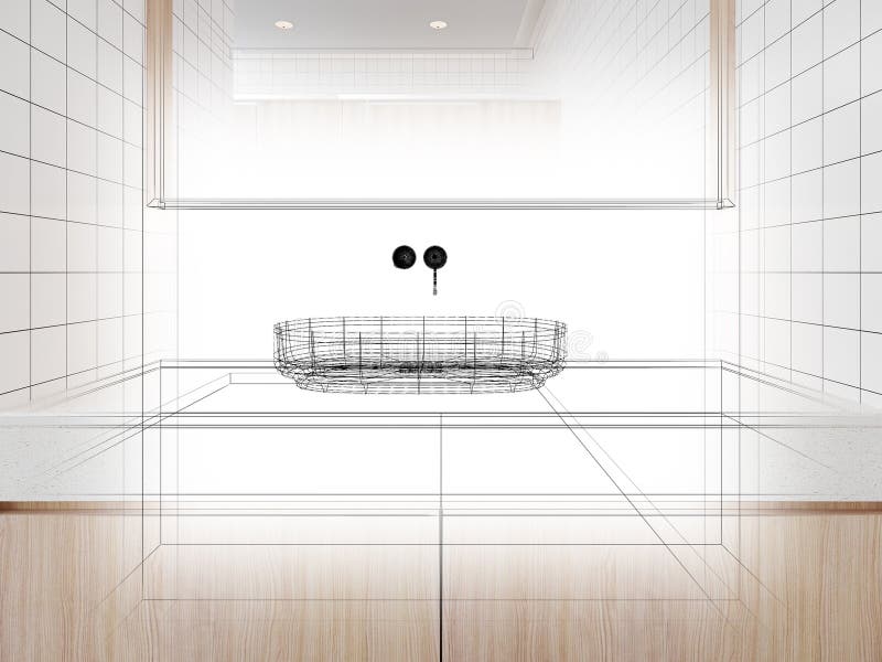 Abstract Sketch Design of Counter Top in the Bathroom , 3d Stock ...