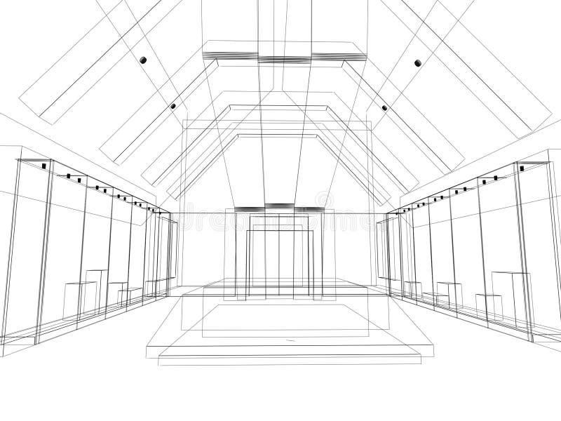 Abstract Sketch Design of Exhibition Room ,interior Museum Stock ...