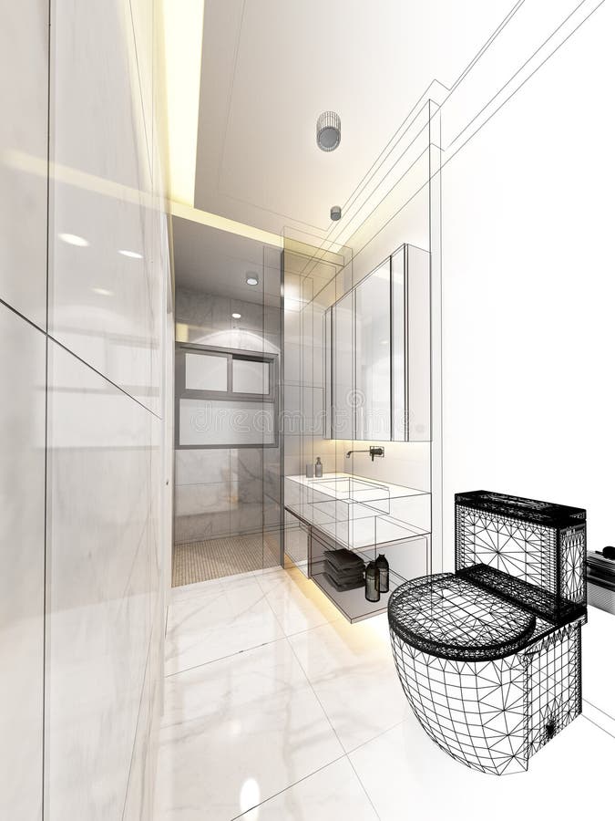 Abstract Sketch Design of Interior Bathroom Stock Image - Image of ...