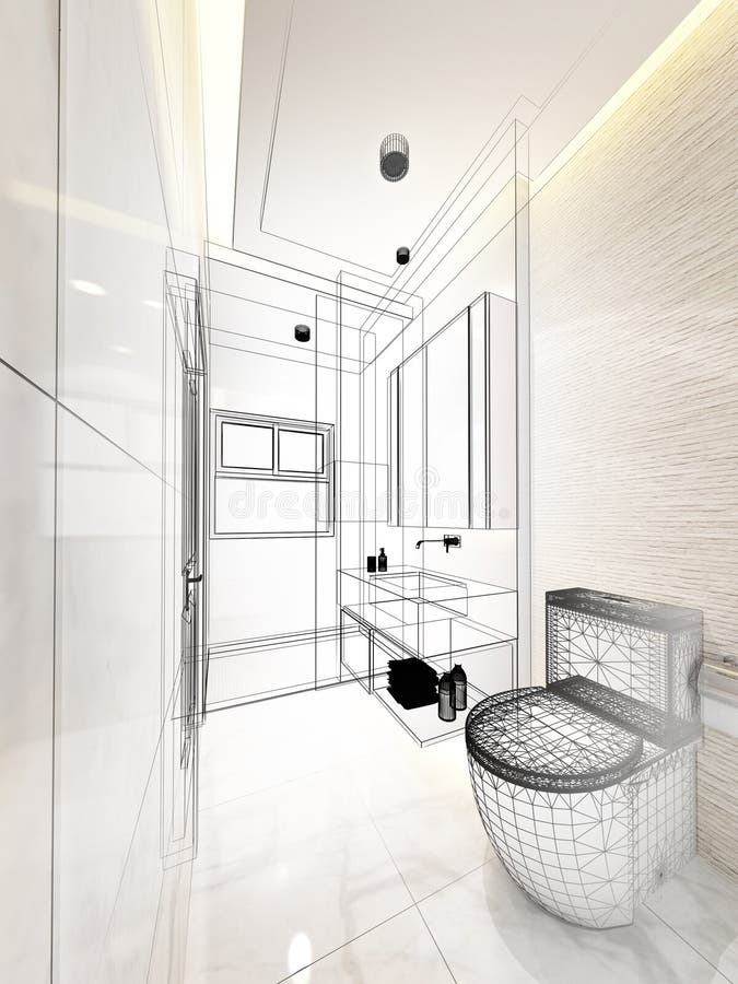 Abstract Sketch Design of Interior Bathroom Stock Illustration ...