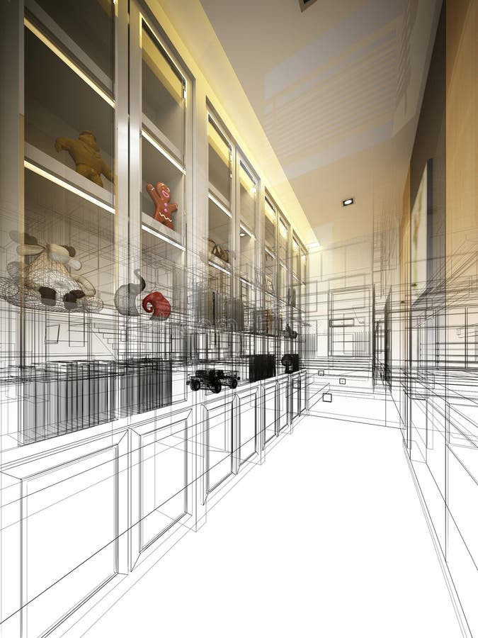 Abstract Sketch Design of Interior Stock Illustration - Illustration of ...