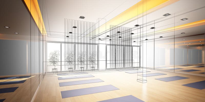 Abstract Sketch Design of Interior Yoga Room Stock Illustration ...