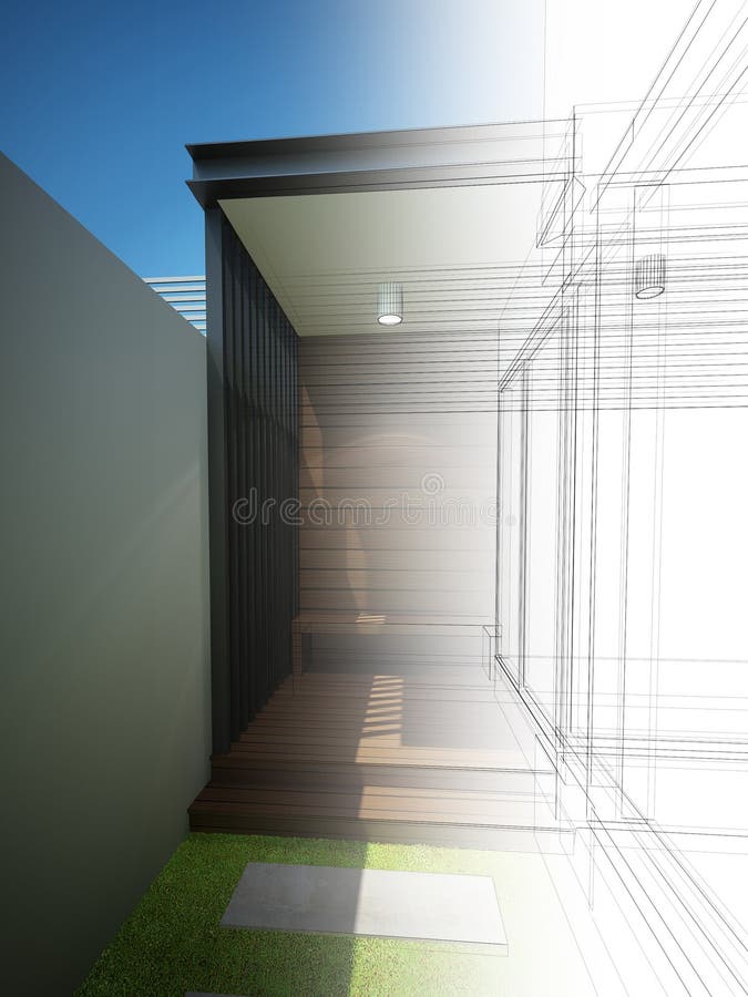 Abstract Sketch Design of Terrace ,3d Stock Illustration - Illustration ...