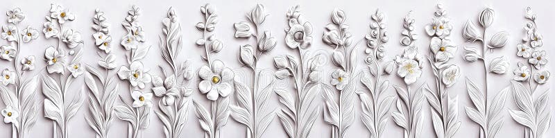 An Abstract Sketch Element Collection Featuring Meadow Greenery, Leaves ...