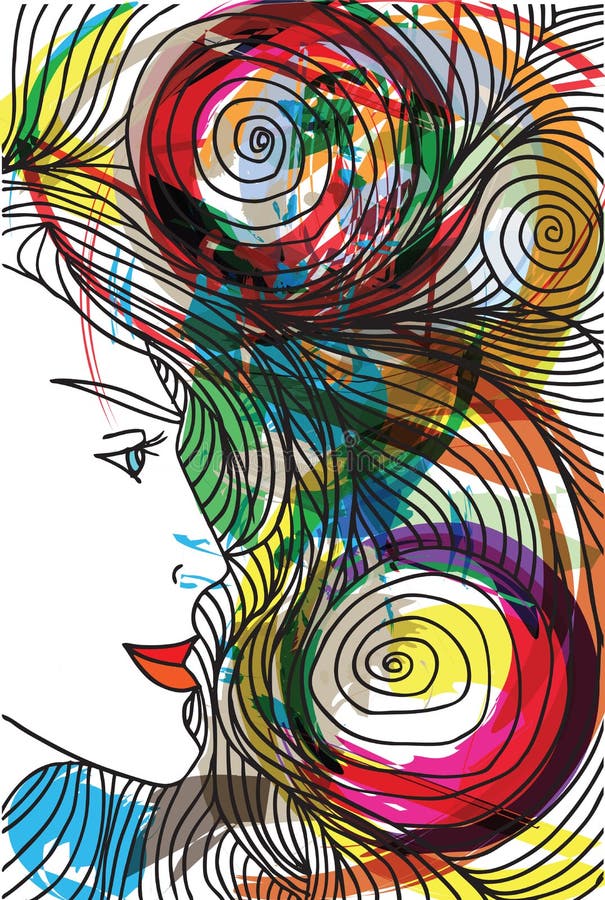 Abstract Sketch of Woman Face Stock Vector - Illustration of eyelash ...