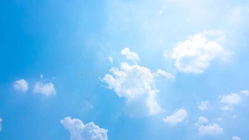 Sky Blue or Azure Sky and Clouds is Bright White Background. Stock ...