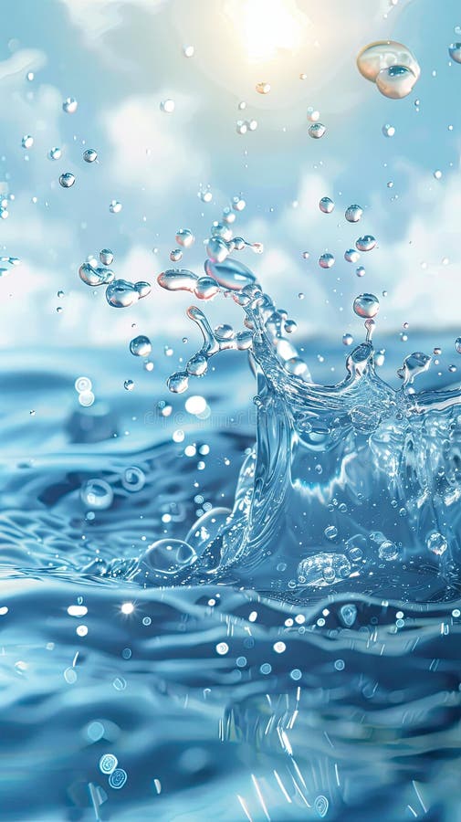 Abstract Sky Blue Background with Transparent Water and Delicate Water ...