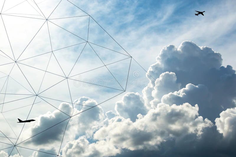 Abstract Sky Geometric Background with Polygons, Triangles and Cumulus ...