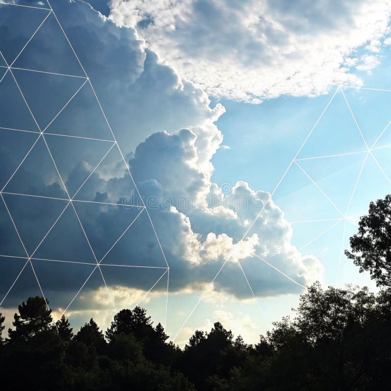 Abstract Sky Geometric Background with Polygons, Triangles and Cumulus ...