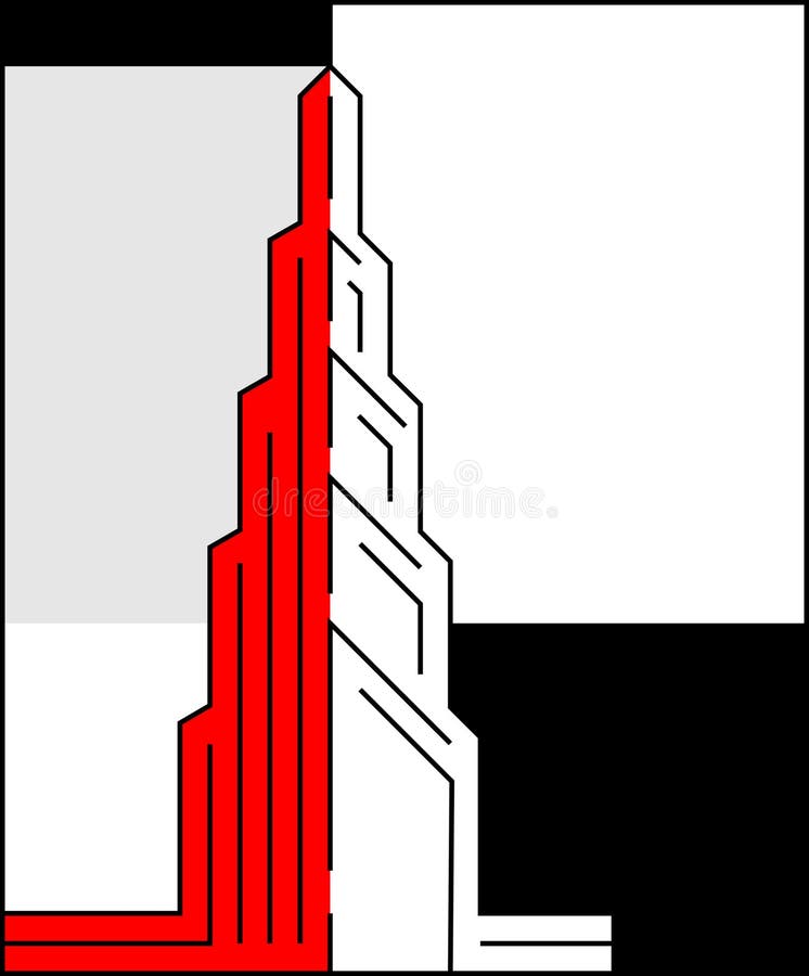 Skyscraper in Constructivism Architectural Style. Stamp Printing ...