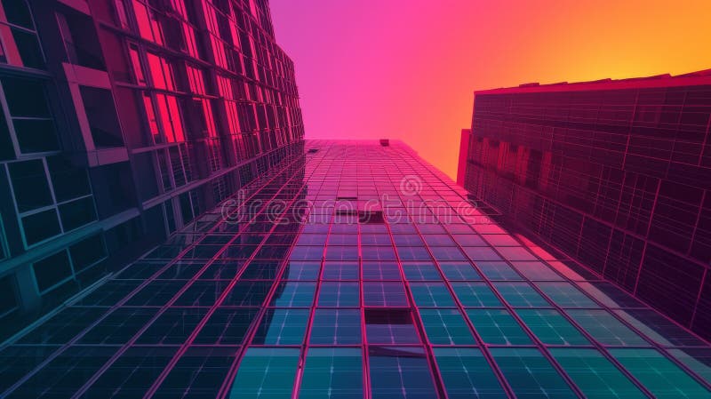 Abstract Skyscraper with Vibrant Gradient Overlay Stock Image - Image ...